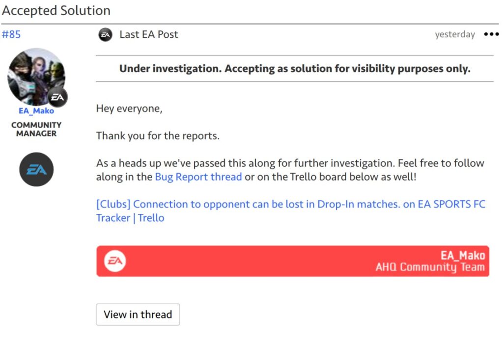 EA Sports FC 24 No Opponents Found Error: Is there any fix yet ...